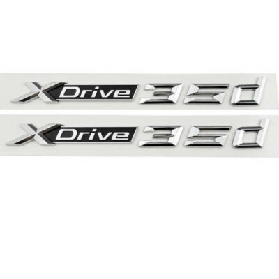 2X For XDrive 35d Car Emblem Sticker Chrome Silver Sport M Badge XDrive ...
