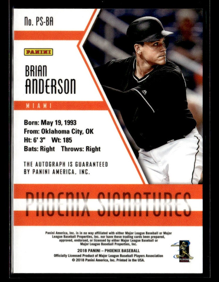 2018 Panini Phoenix Signatures #8 Brian Anderson AUTO | eBay