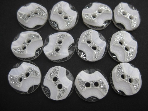 13mm Small Pretty Clear White Silver Glitter Zigzag Swirl Sewing ...