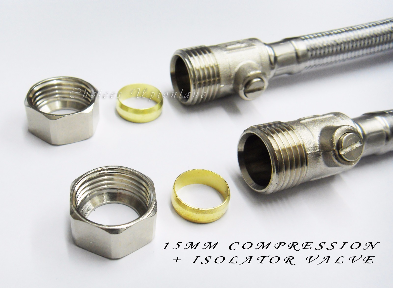 FLEXIBLE PAIR OF MONOBLOC TAP TAIL CONNECTOR M8 x 15MM + ISOLATOR x ...