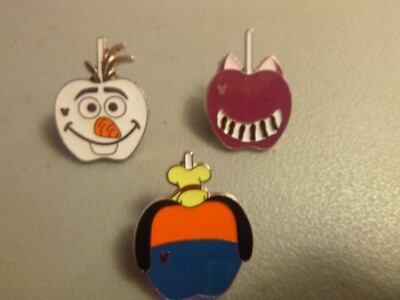 Disney Pins - 3 Pins - Candy Apples - Hidden Mickey's - Cat, Goofy ...