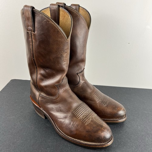 CLASSIC VTG Chippewa dark brown leather work western cowboy boots 11D ...