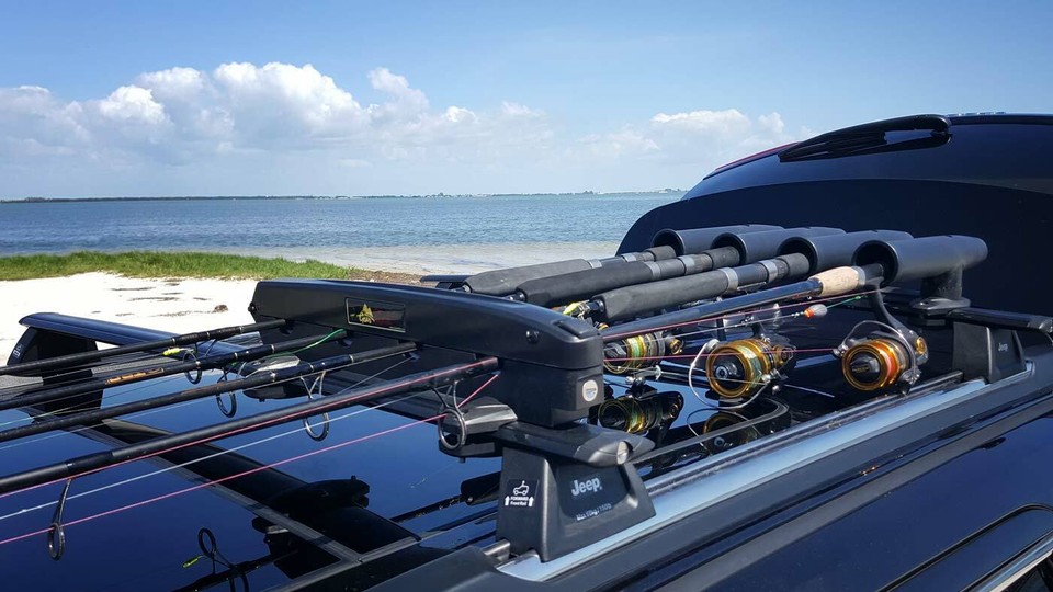 Low Profile Car / SUV Roof Rack Fishing Rod Transportation System 4 Rod ...