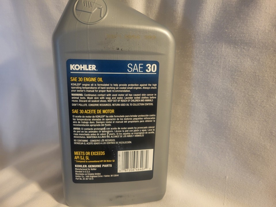 Quart Special OEM Kohler SAE 30 Engine Oil Part # 25 357 03-S | eBay