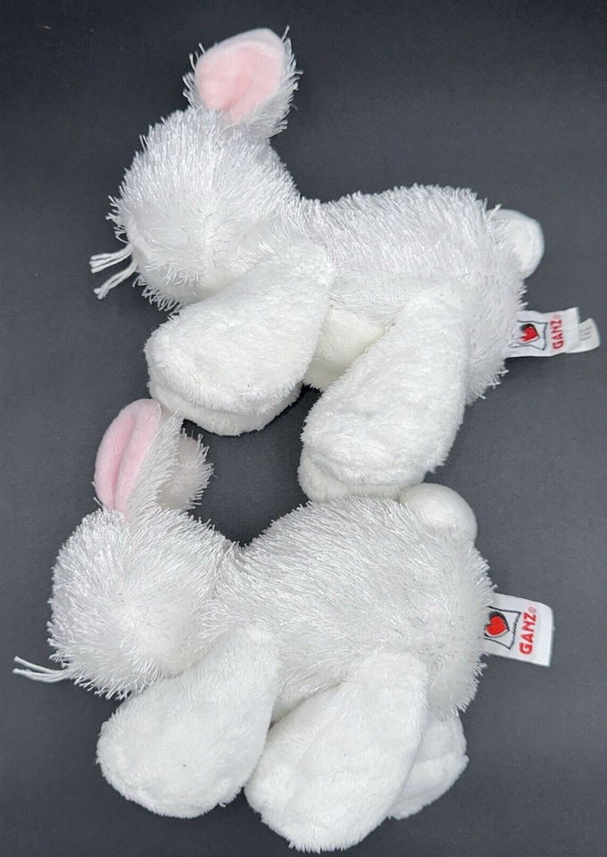 LOT OF 2 Ganz Webkinz WHITE BUNNY RABBIT Plush Stuffed Animal (no code ...