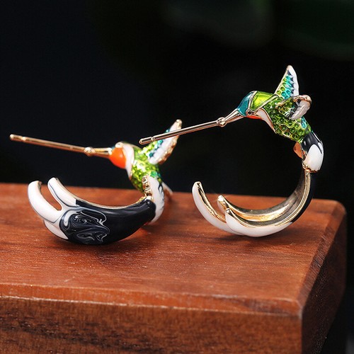 Fashion Girl Earrings Flying Hummingbird Bird Earrings Women Jewelry ...