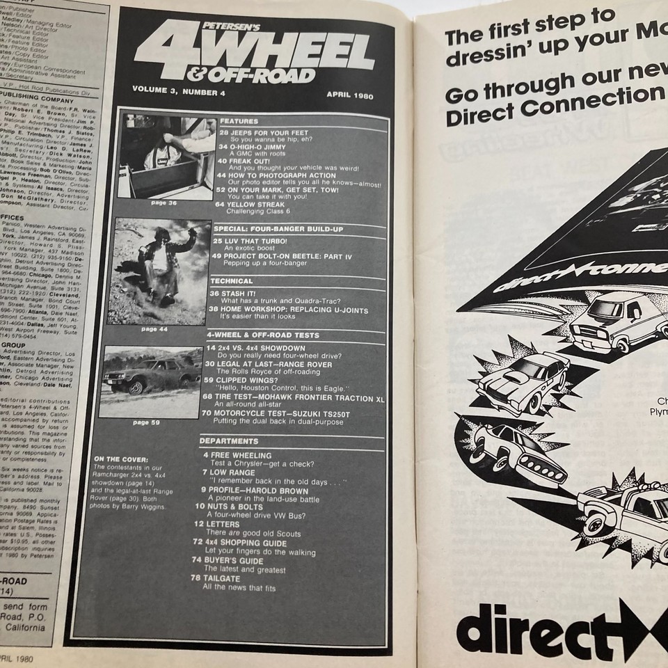 VTG Petersen's 4 Wheel & Off-Road Magazine April 1980 2x4 vs 4x4 No ...