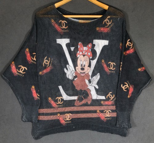 Women’s XL Oversized Sweater Minnie Mouse LV Chanel Graphic Novelty ...