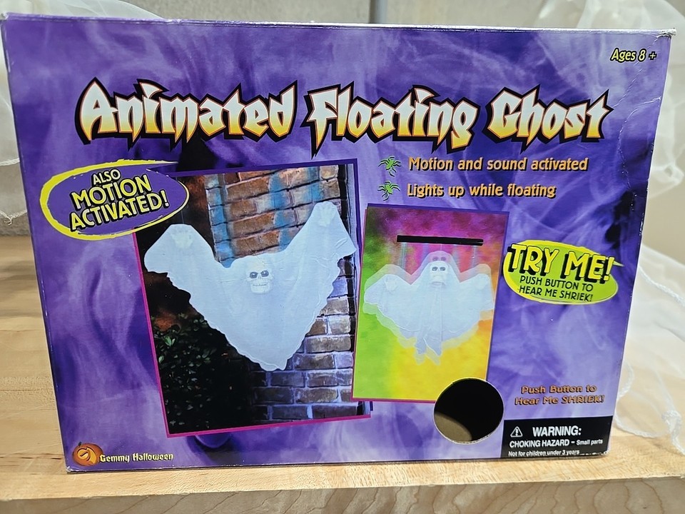 Vintage Gemmy Floating Ghost Motion Activated Animated Halloween Prop ...