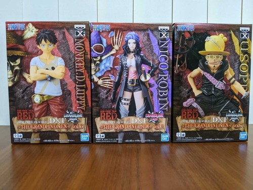 One Piece FILM RED Luffy Robin Ussop Figure Set DXF THE GRANDLINE MEN ...