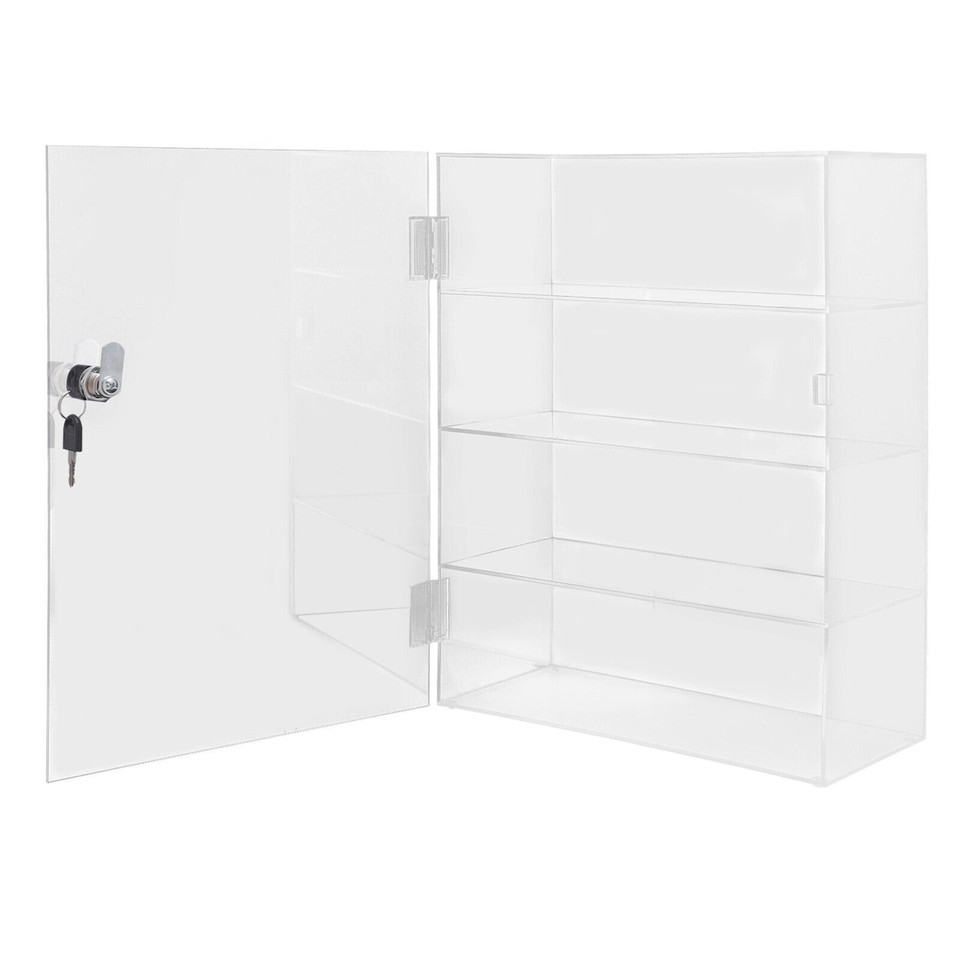 Acrylic Display Case Countertop Clear Box Dustproof Shelves Showcase ...