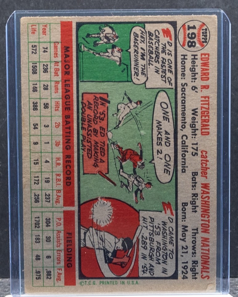 Ed Fitzgerald 1956 Topps 198 Washington Nationals | eBay