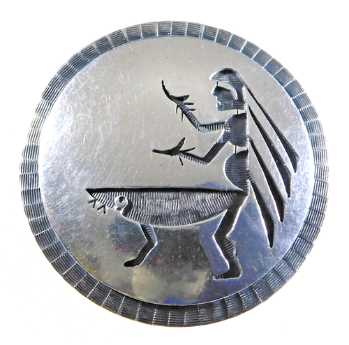 MISSION HOPI PRESTON MONONGYE 1987 STERLING Cut Out "DREAM WARRIOR" PIN ...