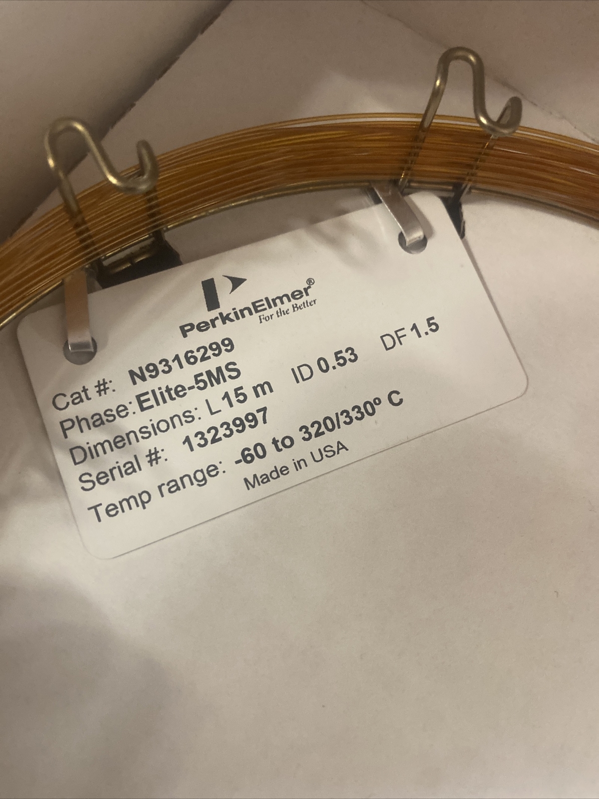 New Perkin Elmer Capillary Column Elite-5MS 15m .53mm ID 1.5um DF ...