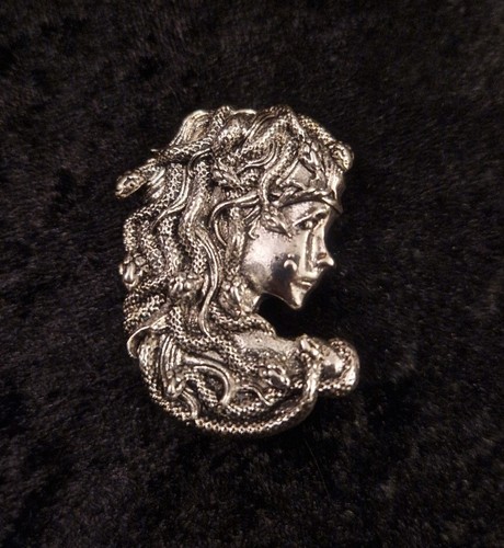 Medusa Brooch Silver Tone Vintage Inspired Deco Style Greek Mythology ...