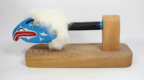 NOEL POOTLASS NUXALK NATION BELLA COOLA B.C. HANDCARVED RAVEN RATTLE ...