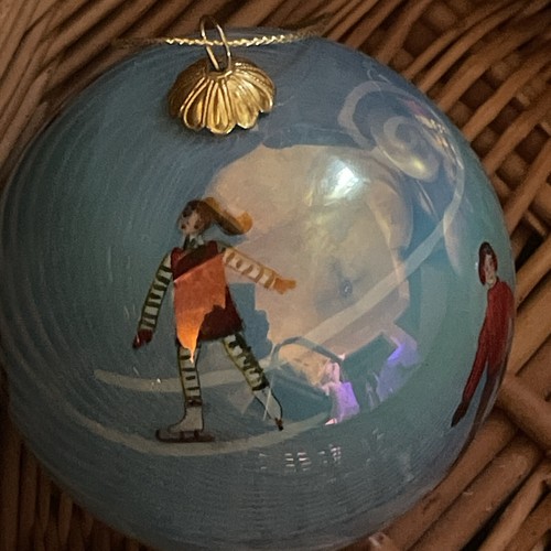 Li Bien Glass Christmas Ornament Ice Skaters 2002 w Velvet Box Blue ...