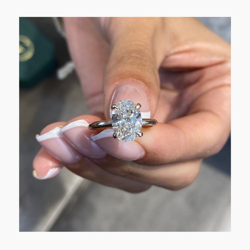 Diamond Engagement Ring Oval VS1 F IGI Certified 2.1CT Labcreated 14K ...