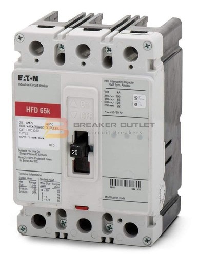 New Eaton Cutler-Hammer HFD3040 Circuit Breaker 3 Pole 40A 600V 65kA ...