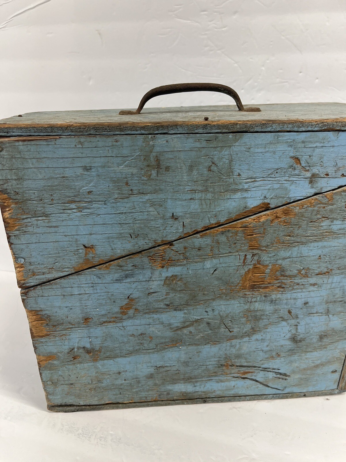 Vintage Wood Saw blade Box Old Blue Paint Cool Decor Primitive ...