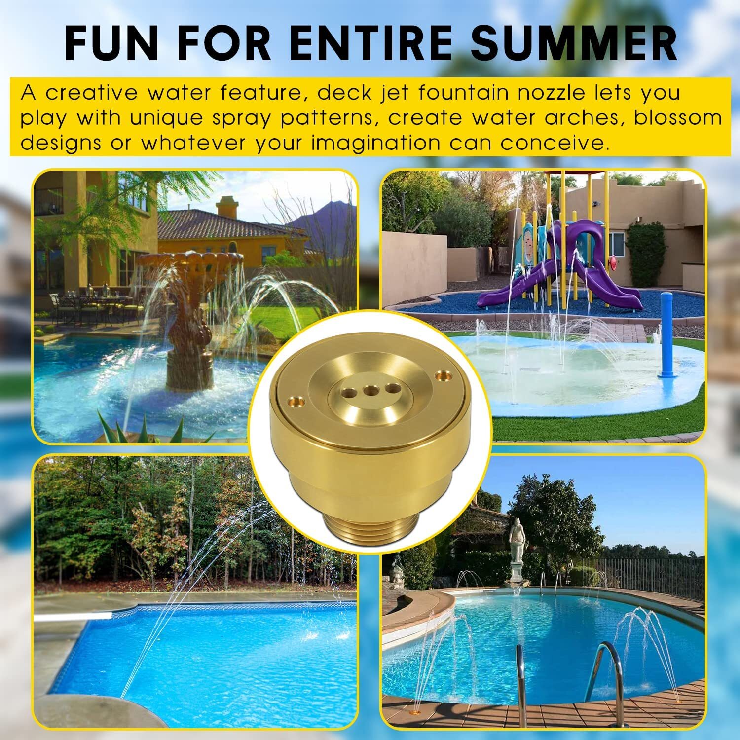 New Swimming Pool Spa Brass Deck Jet Fountain Nozzle 3 Hole with ...