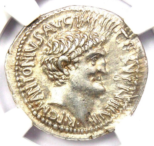 Marc Antony AR Denarius Portrait Coin 31 BC D. Turillius - Certified ...