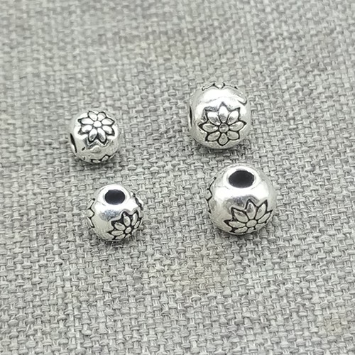 10pcs of 925 Sterling Silver Lotus Flower Round Beads for Yoga Bracelet ...