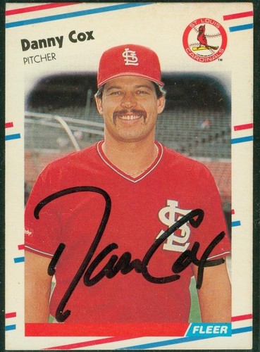 Original Autograph of Danny Cox of the Cardinals on a 1988 Fleer card ...