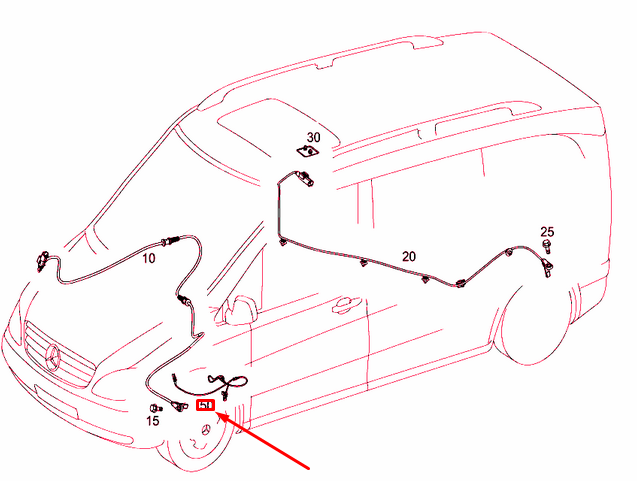 MB VITO W447 Front Brake Wear Indicator Wiring Harness A4475400537 NEW ...