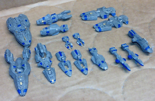 BATTLESTAR GALACTICA COLONIAL ATTACK FLEET MINIATURE SET (15 RESIN ...