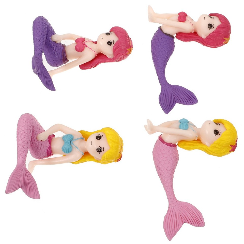 4pcs Micro Landscape Aquarium Decoration Various Sizes Colorful Mermaid ...