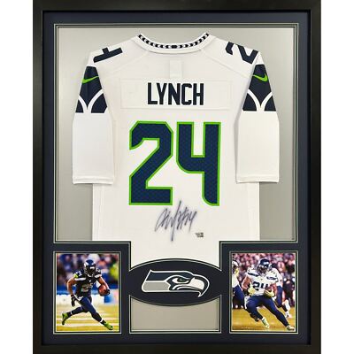 Marshawn Lynch Framed White Jersey Fanatics Autographed Signed Seahawks ...
