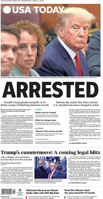 TRUMP ARRESTED HISTORICAL COVER HEADLINE USA TODAY *HARD COPY ...