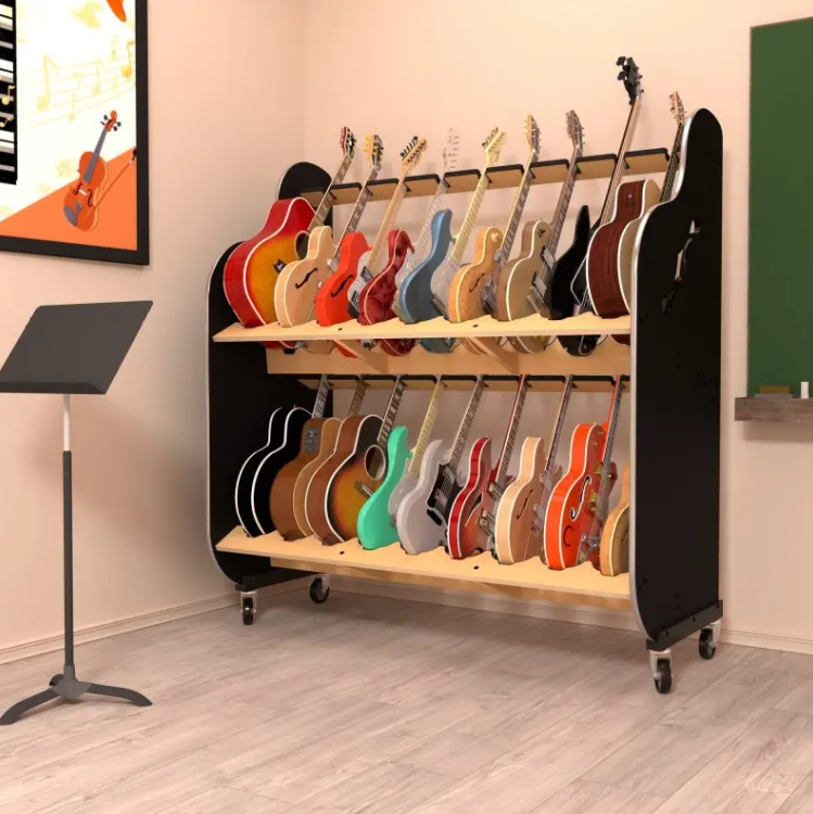 Double-Stack Mobile 18 Guitar Rack, Stand for Gutiars, Basses or Banjos ...
