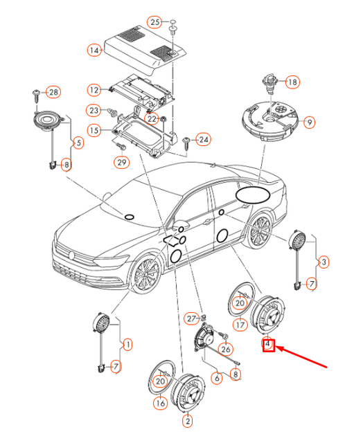 Volkswagen PASSAT B8 Rear Left Door Sound Speaker 3G0035453 for sale ...