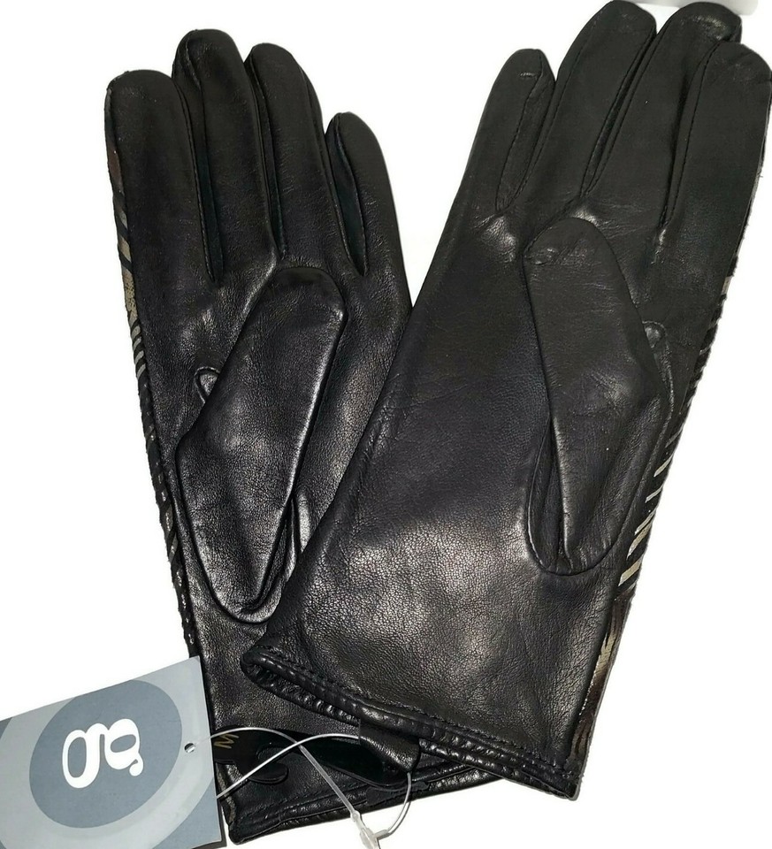 Grandoe Womens Genuine Leather Exotic Gloves Medium, Black./Gray | eBay