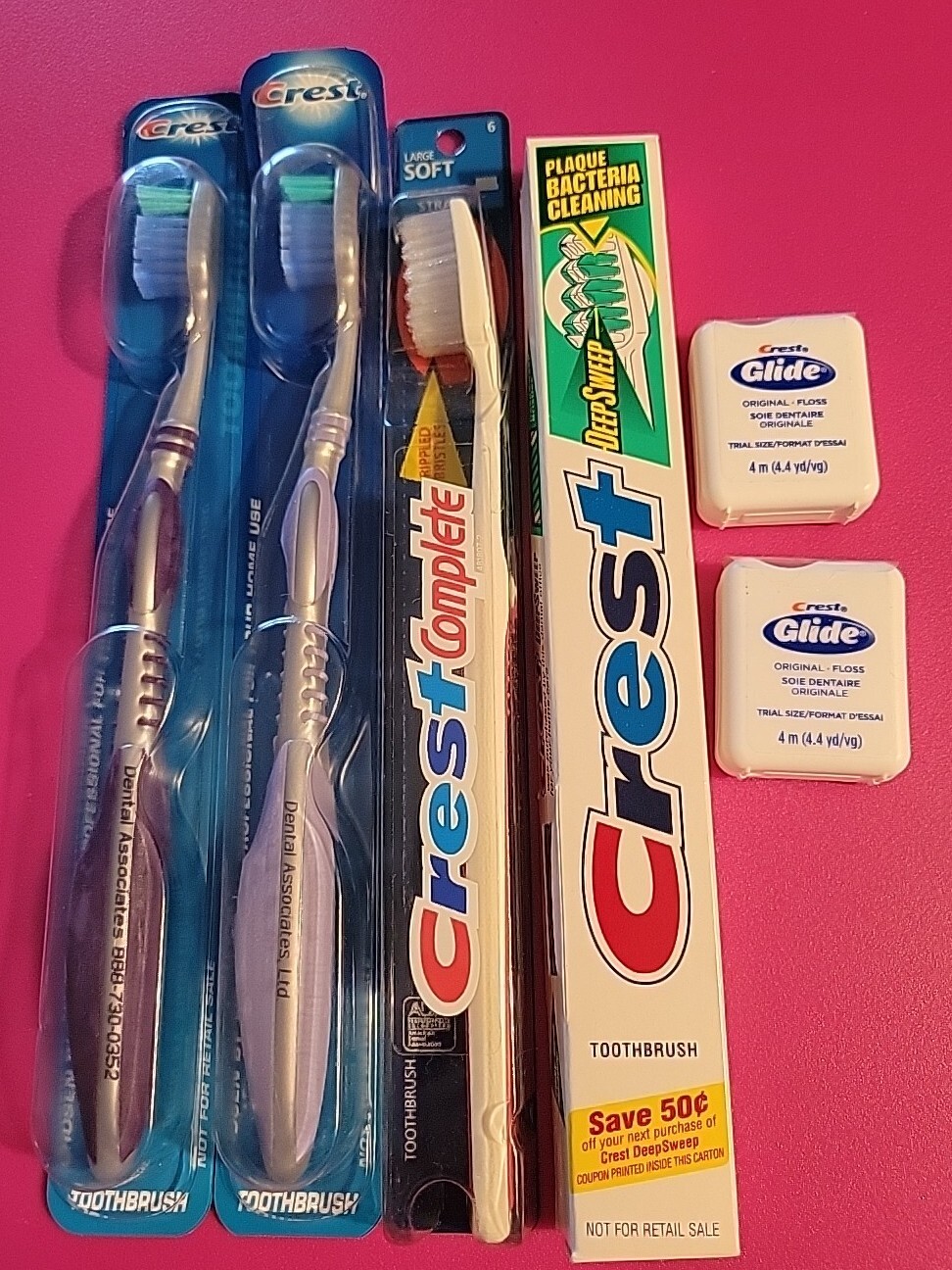 New Lot Of 4 Crest Soft Toothbrushes/2 Crest Glide Original Floss | eBay