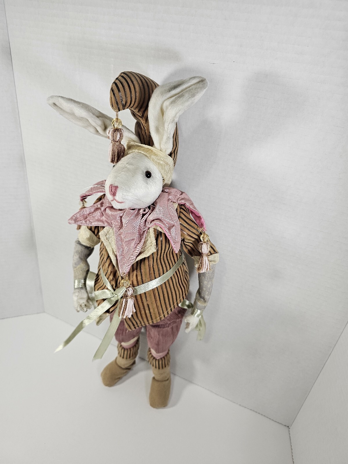 Rare Vintage Freestanding Jester Rabbit Doll White Easter Bunny ...
