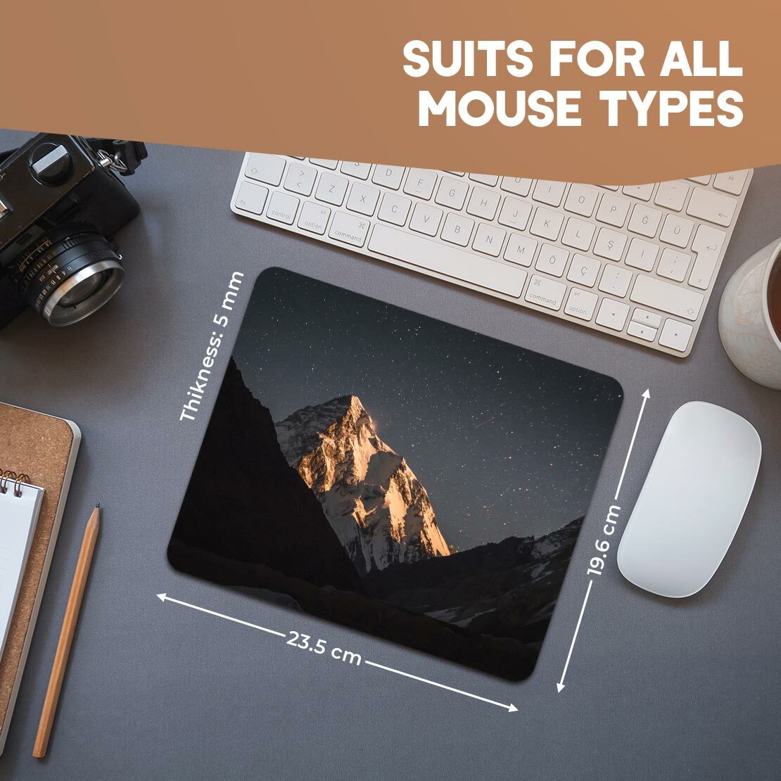 Rectangle Mouse Mat - K2 Mountain Moon Rise Night Sky #45453 | eBay