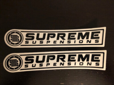 SUPREME SUSPENSIONS WINDOW CLEAR BLACK 2PC Sticker Decal SET RACING OEM ...
