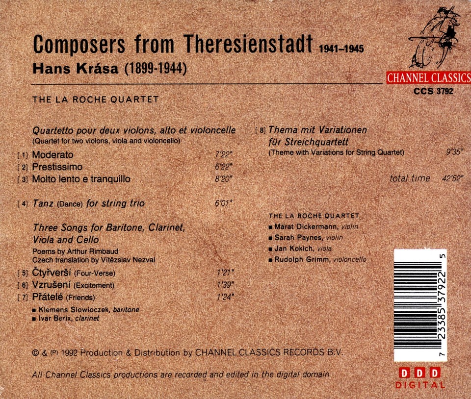 Composers from Theresienstadt, 1941-1945: Hans Krása (CD, 1993, Channel ...