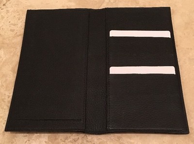 LUCRIN Black Pebbled Leather Credit Card Money Check Book Wallet UNISEX ...