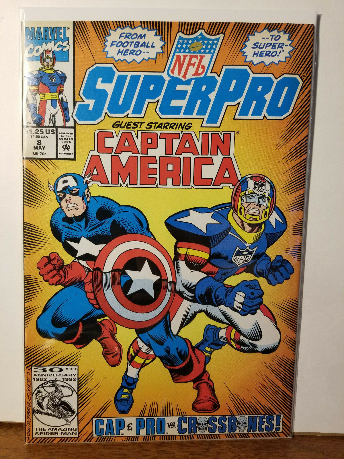 NFL SuperPro ft Captain America, Crossbones (Marvel Comics 1992) #8 VF ...