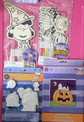 Peanuts Colorbok Halloween Craft Lot Snoopy Plaster Magnet Kit Wood ...