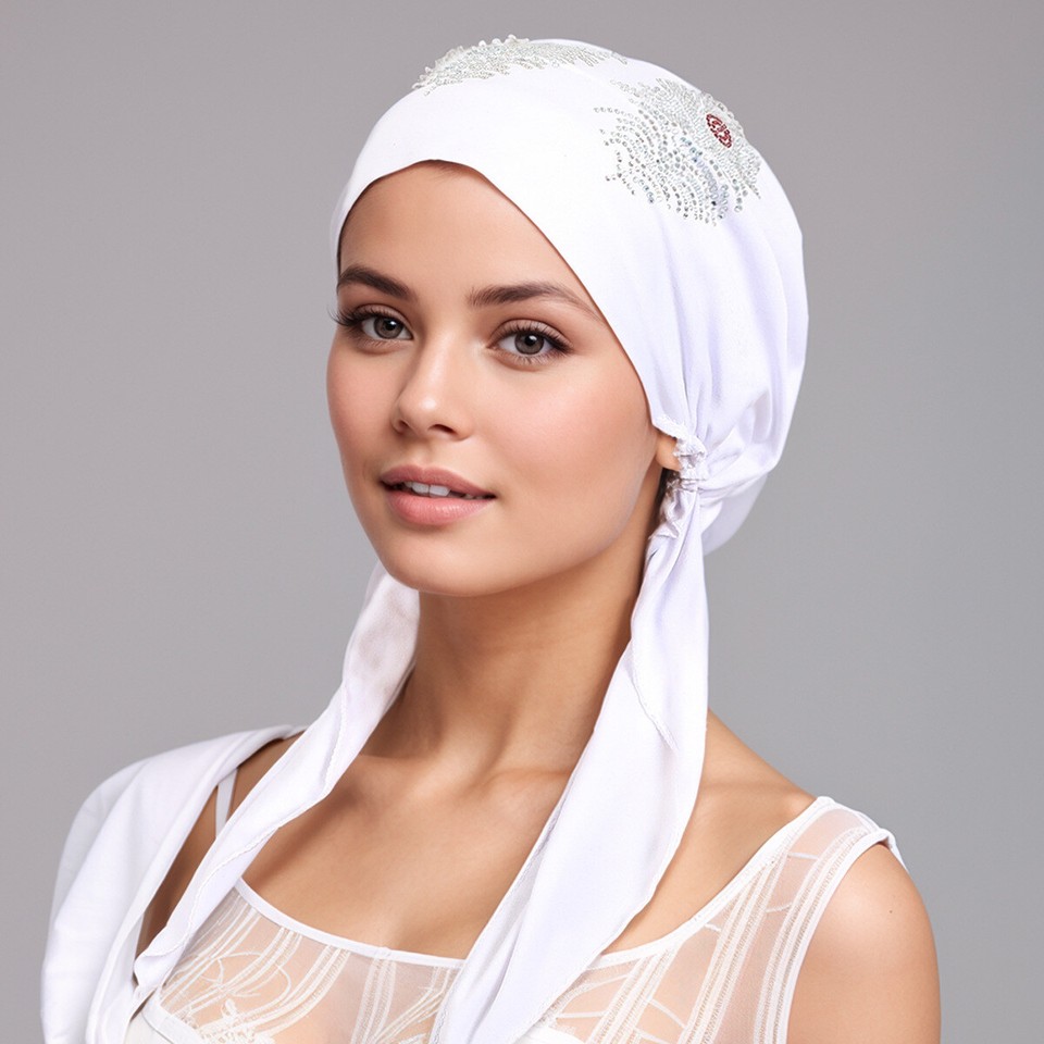 Women Muslim Turban Rhinestone Hijab Hats Long Tail Caps Bonnet Beanie ...
