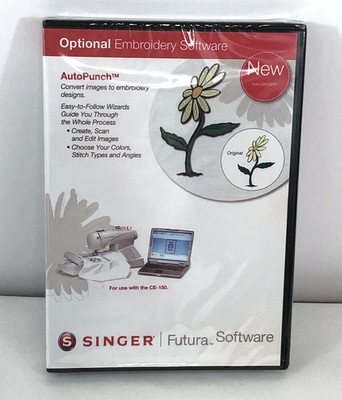 NOS SINGER Futura CE-150 AutoPunch Embroidery Software CD w/Printable ...