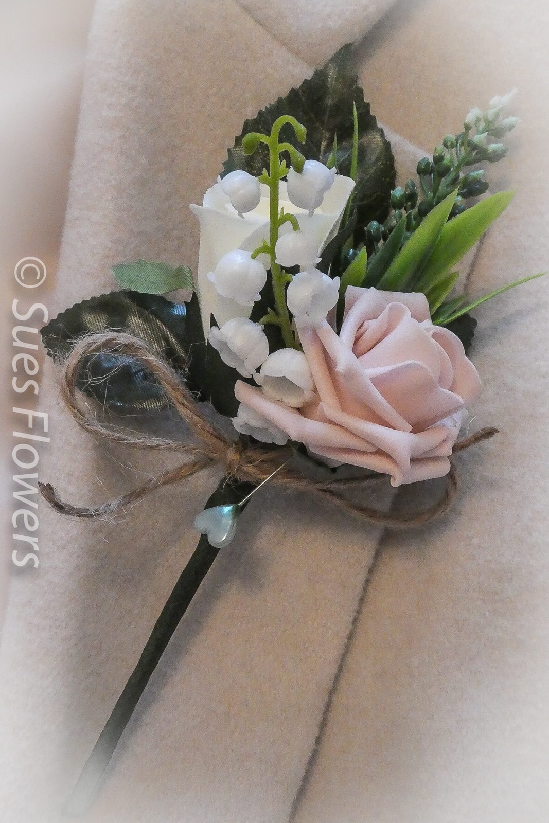 Vintage Pink Buttonholes with Jute/Hessian string | eBay UK