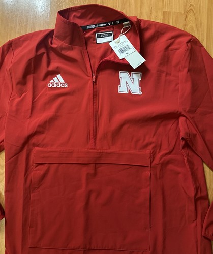 Adidas Nebraska Cornhuskers Coaches 1/4 Zip Woven Jacket Men’s Red Size ...