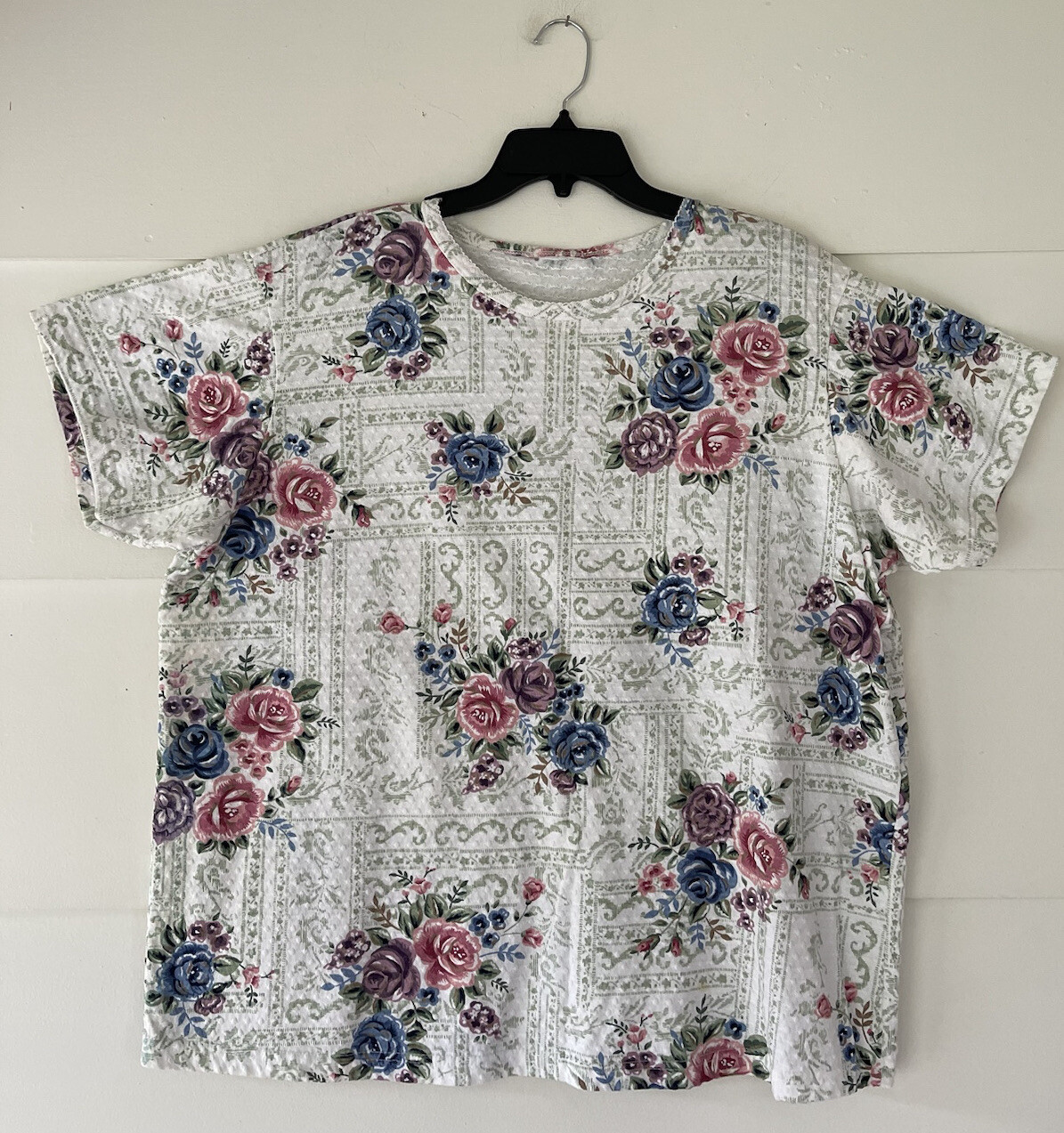 CLEARANCE SALE! Top Shirt Size 18W Vintage Textured Roses Print Made in ...