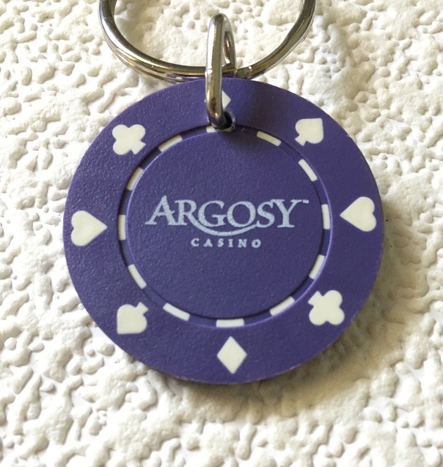 Gambling Keychain ARGOSY CASINO Key Ring Poker Chip Shaped Fob BATON ...